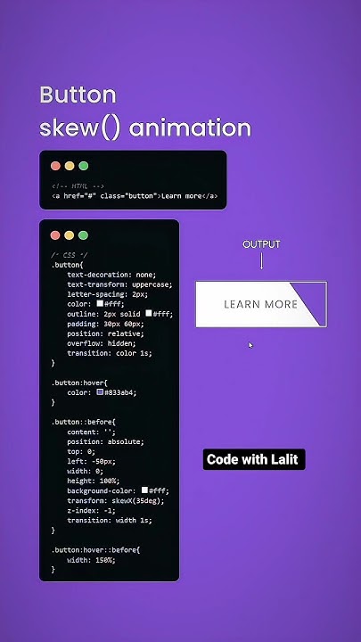 Button skew() Animation using CSS & HTML🧑‍💻 #coding #programming #2024 #cssanimation #js #html # ...
