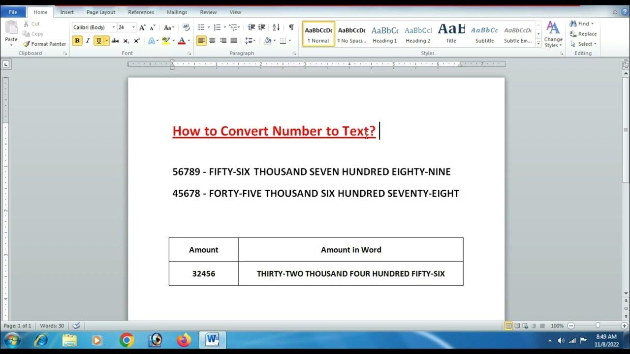 How to convert Number to Text in Microsoft Word | - YouTube