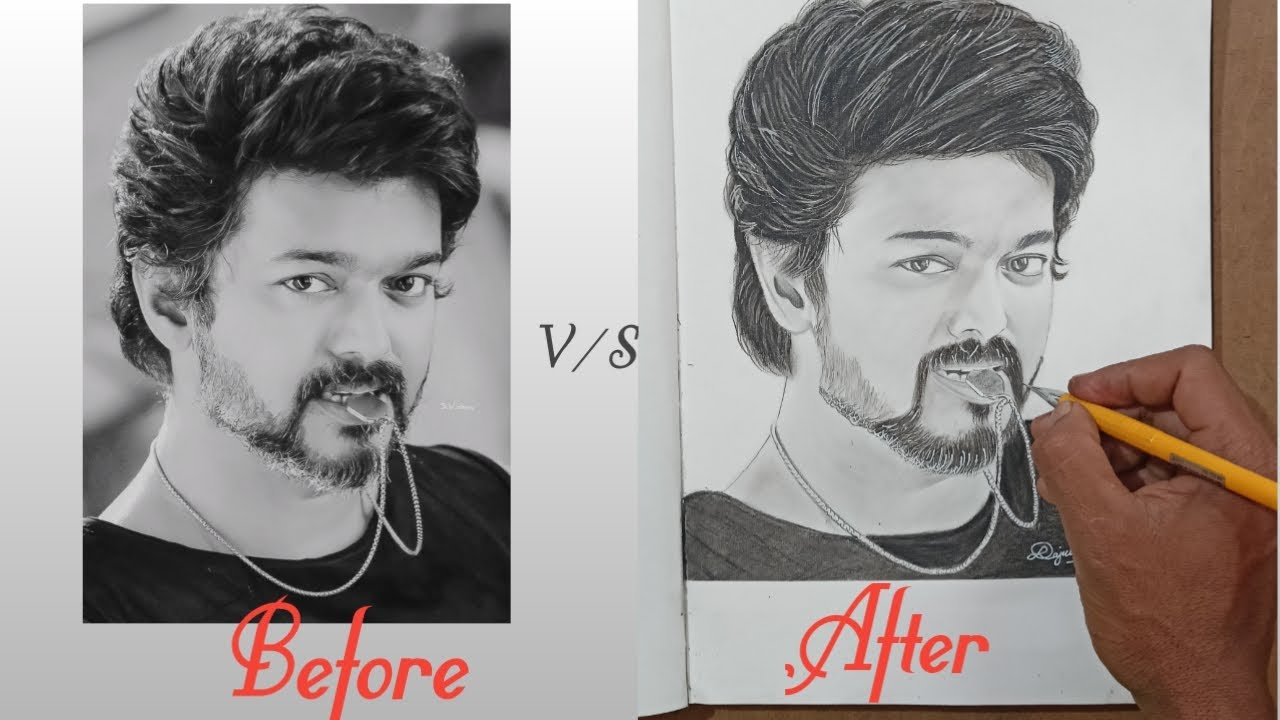 I draw Vijay beast movie drawings//stap by step in Raju sketch tube ...
