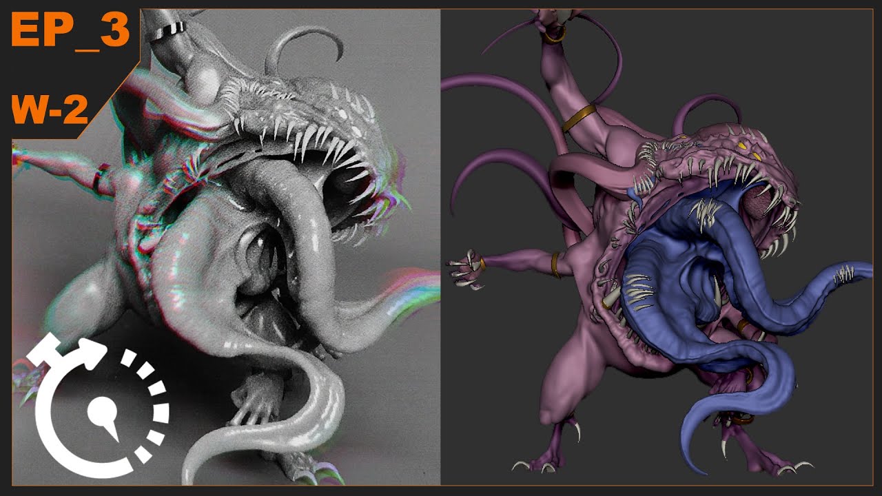 ZBRUSH time-lapse SCULPTING CREATURE EP_3 - YouTube
