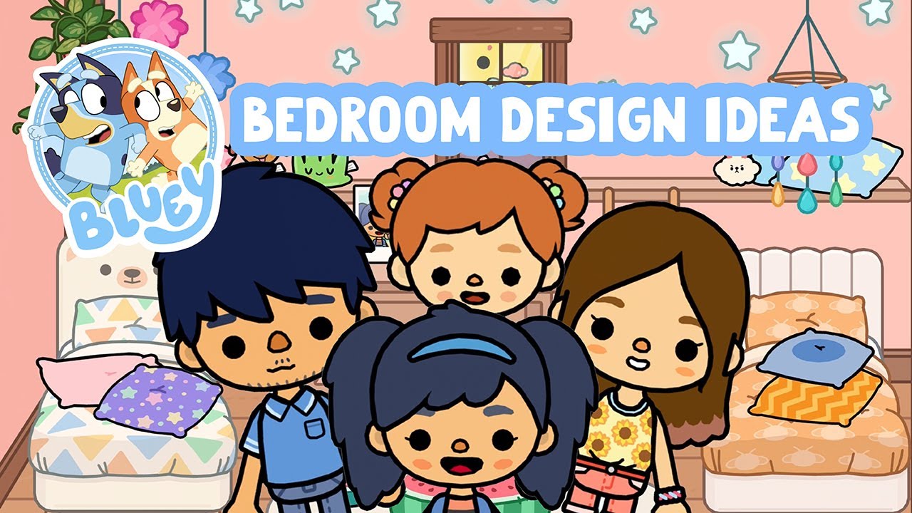 Bluey Family Characters 🐾💙 Bedroom Design Ideas 🛌👧👧🏻 + Mini Story ...