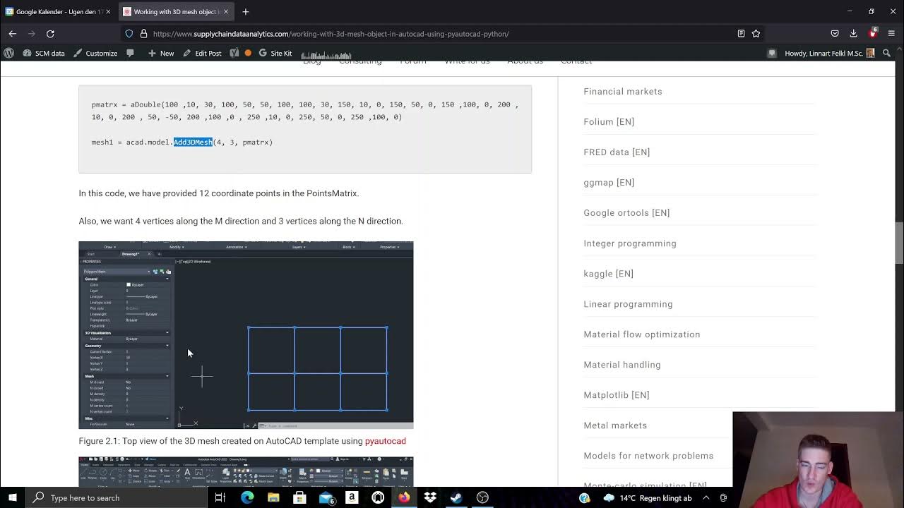 3D mesh objects in AutoCAD with pyautocad - YouTube