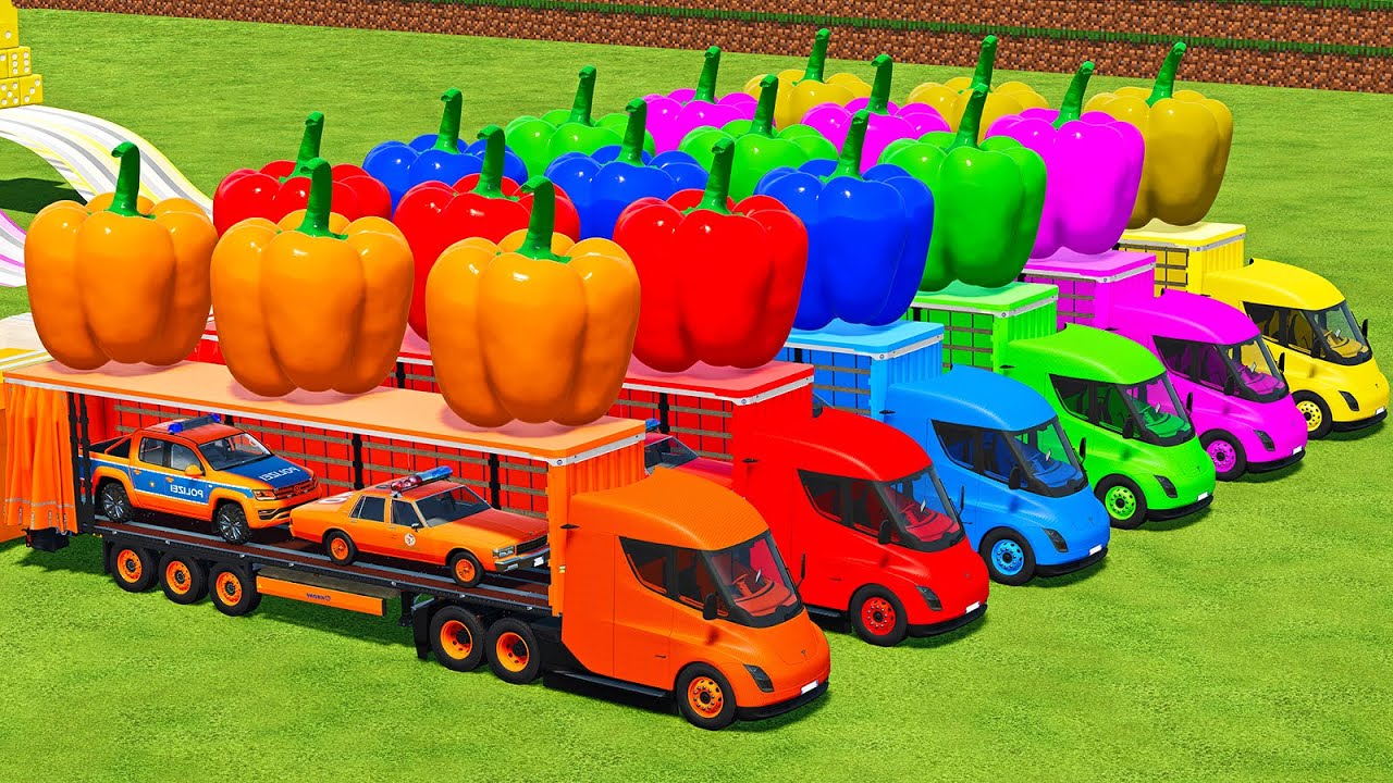 LOAD GIANT PEPPERS, VOLKSWAGEN POLICE, CHEVROLET CARS & TRANSPORTING ...