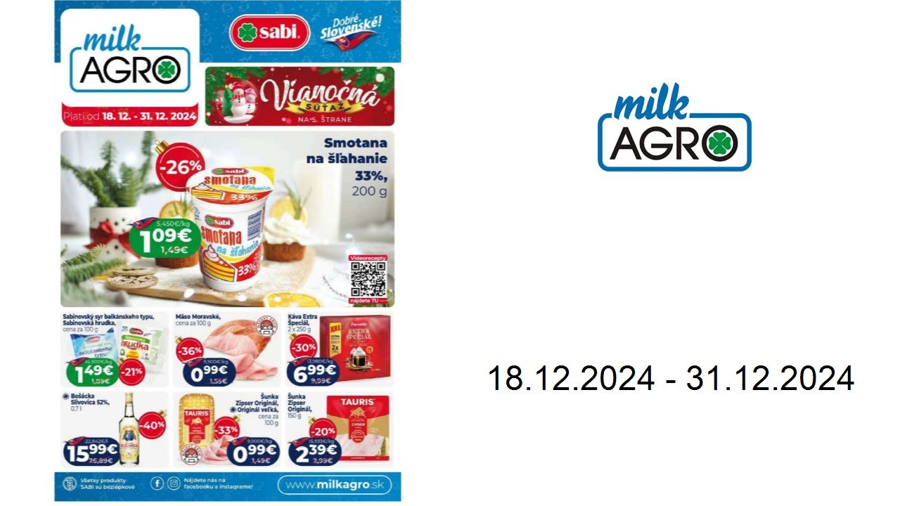 Milk AGRO leták - 18.12.2024 - 31.12.2024 - YouTube