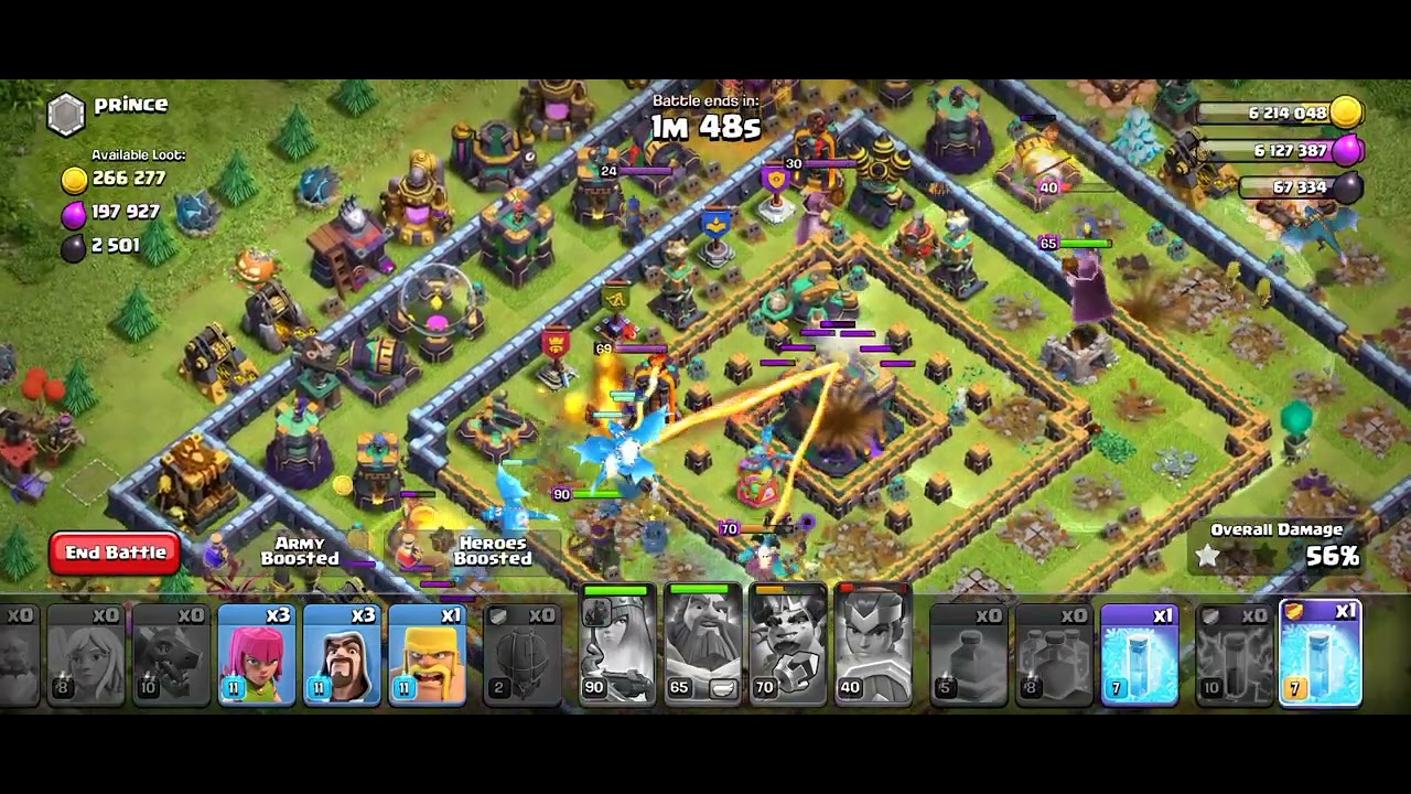 Fun Attack with Ice Golem, Dragon, Random Spells | Clash of Clans ...