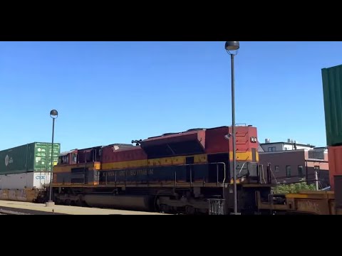 Union Pacific intermodal train with Kansas city southern engine - YouTube
