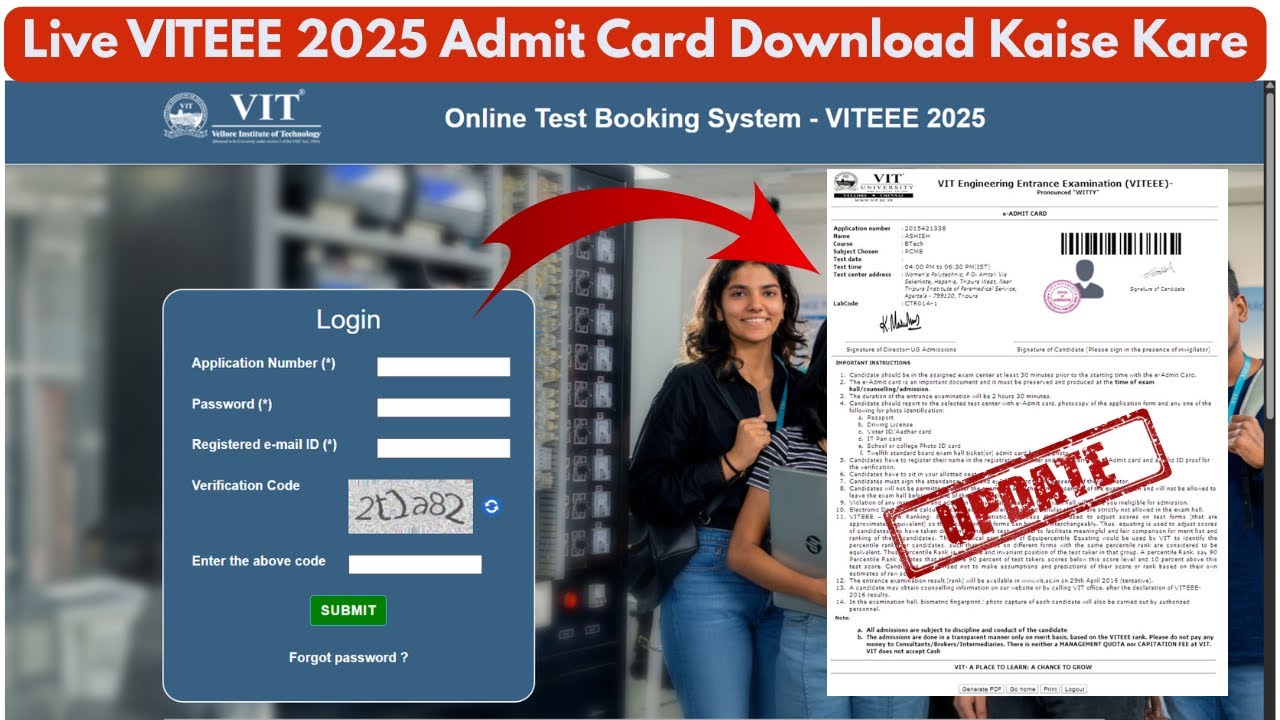 Live VITEEE 2025 Admit Card Download Kaise Kare | Direct Link to ...