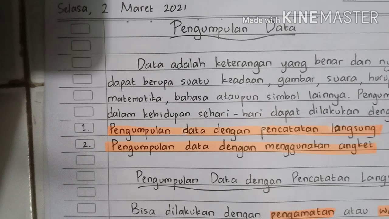 CONTOH PENGUMPULAN DATA DENGAN PENCATATAN LANGSUNG - YouTube
