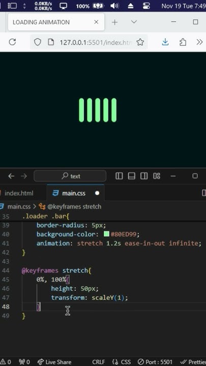 Vertical Bars Loading Animation With Html And Css Html Css Javascript Cssanimation Coding
