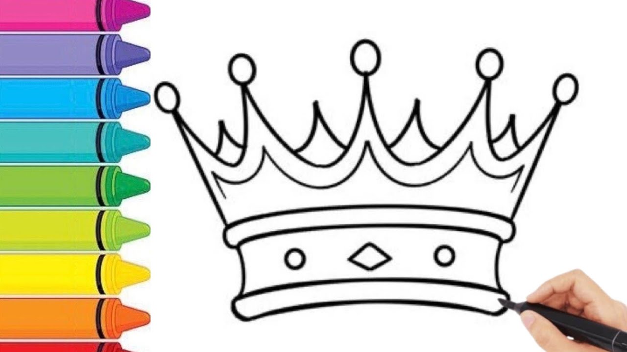 How To Draw a Crown | Kids Drawing Colouring Crown | Anak menggambar ...