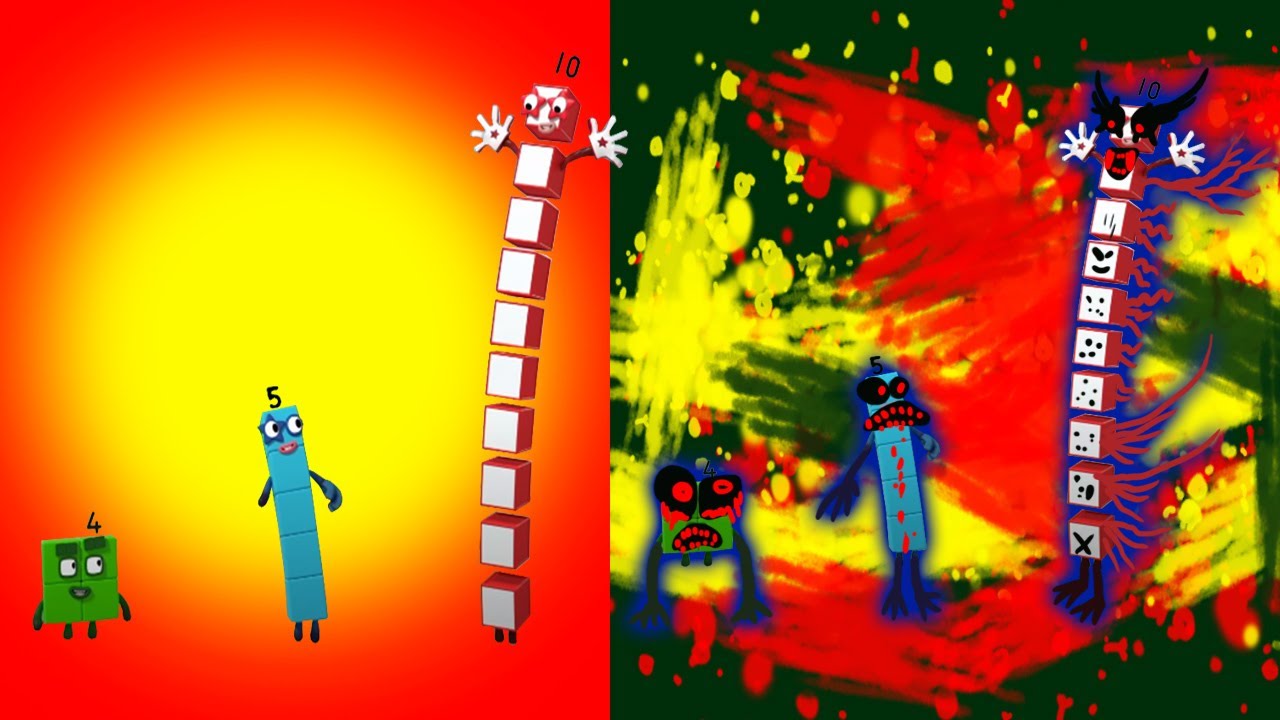 Numberblocks 10 4 5 very scary fan made as Horror Version 100 1000 ...