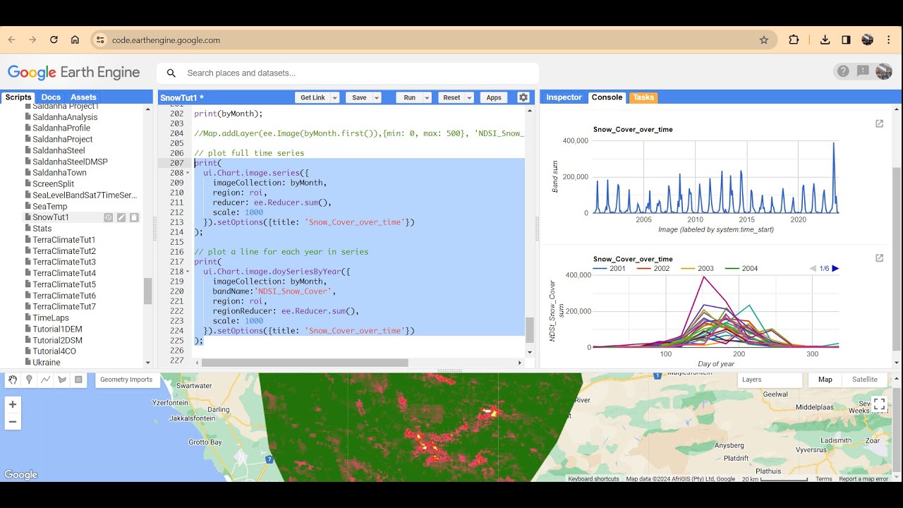 Google Earth Engine Tut 73- Snow Cover Daily, Monthly & Yearly Time ...