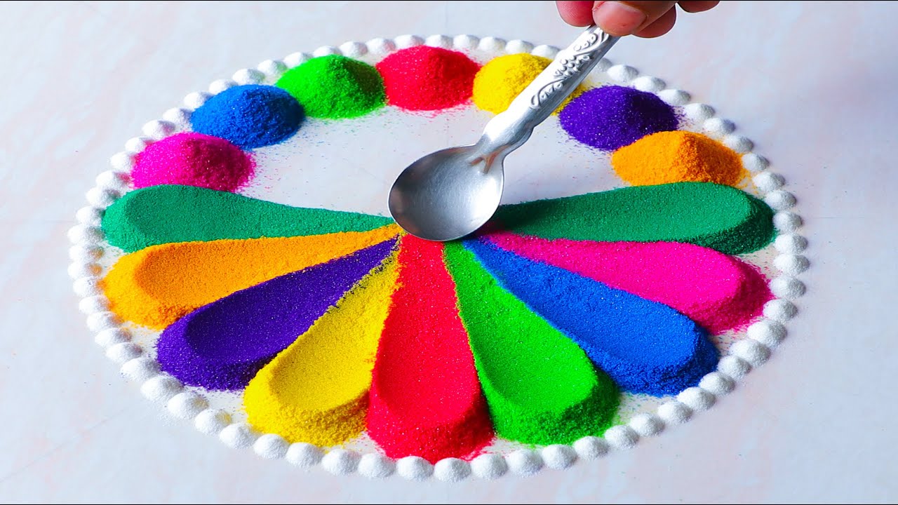 Simple rangoli l Diwali rangoli design l Navratri rangoli designs with ...