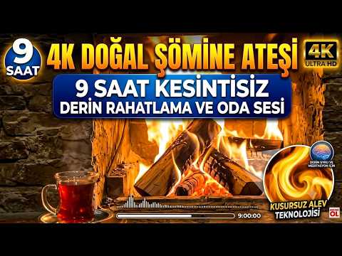 Şömine Ateşi Başında Çay Keyfi ☕🔥 | Doğal Ateş Sesi | Huzurlu ve Rahatlatıcı Atmosfer