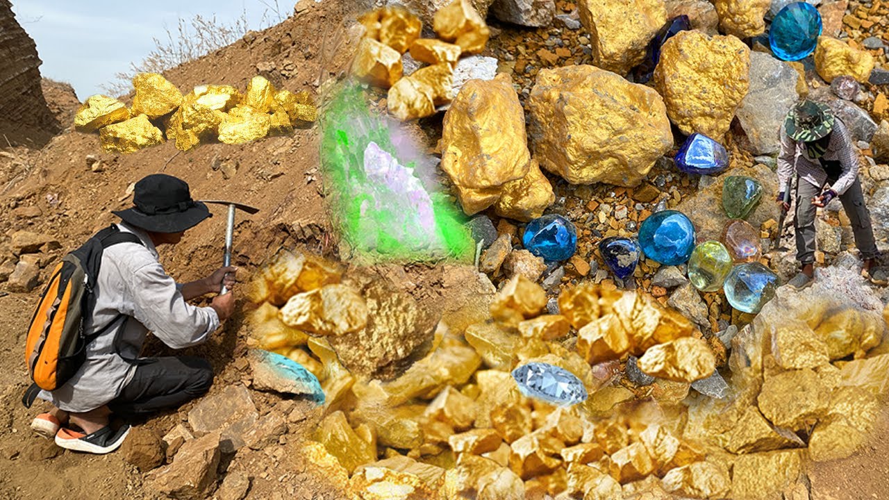 Moment of finding treasure full of gold, diamond treasure hunting by ...
