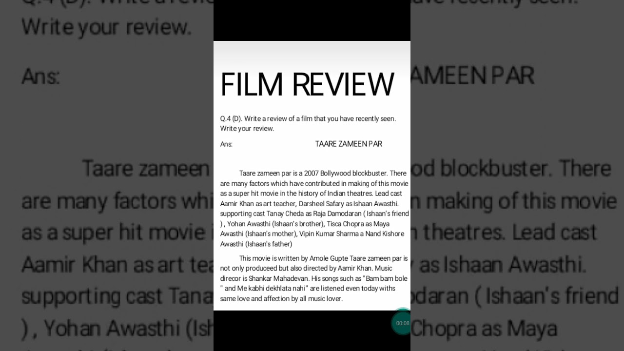 12th standard English writing skills film review - YouTube