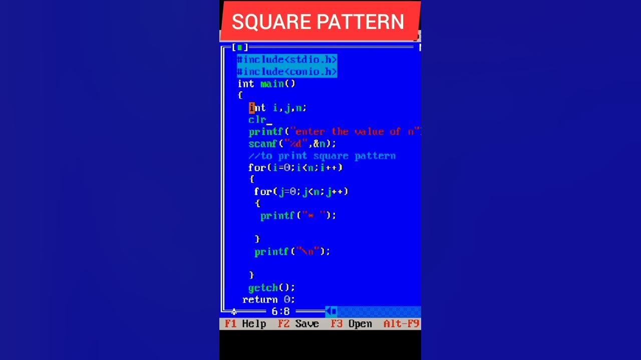 Pattern Program Less Than 60 Secs Square And Hollow Square Pattern Pattern Printing Programs