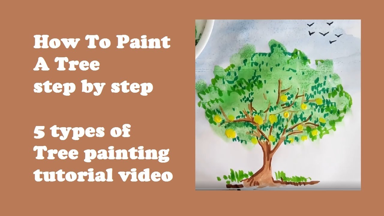 5 Types of tree drawing & painting tutorial for beginners | How to ...
