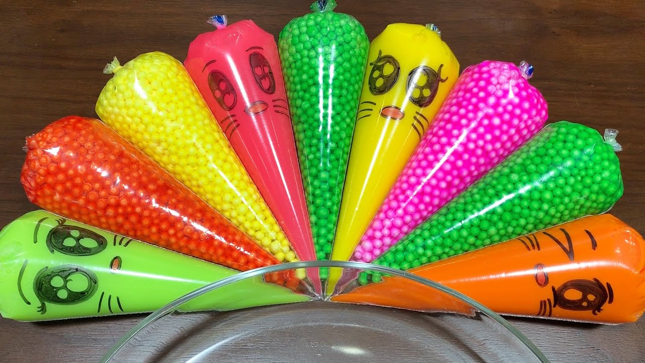 Making Crunchy Foam Slime With Piping Bags | GLOSSY SLIME | ASMR Slime ...