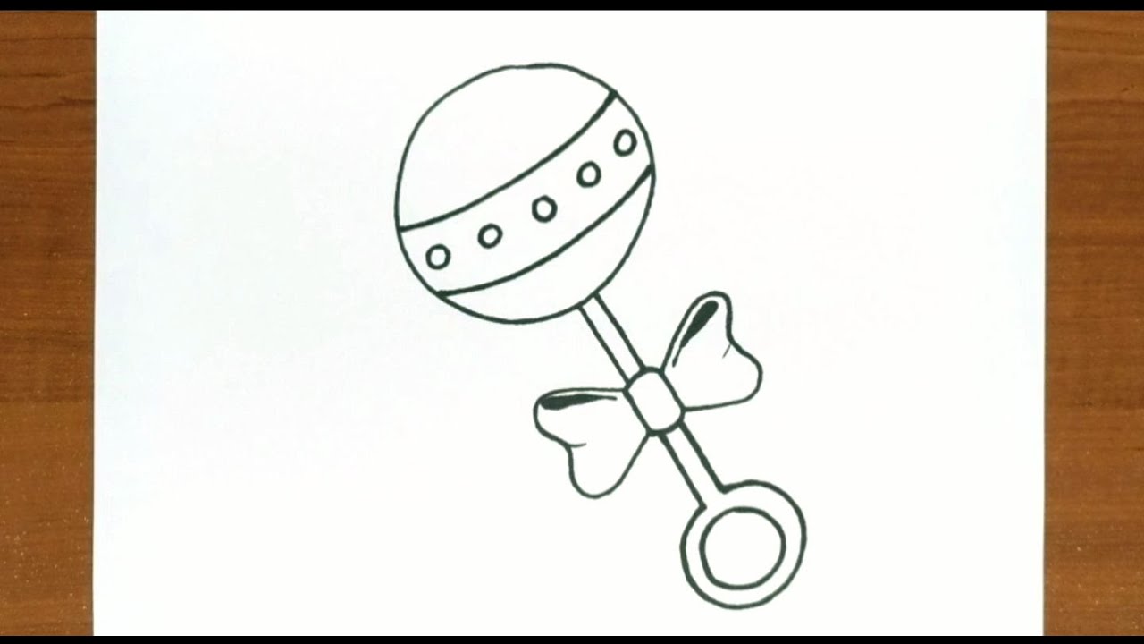 How To Draw BABY RATTLE TOY Step by Step - YouTube