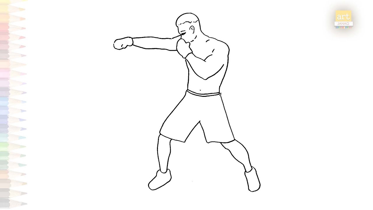 Kickboxer drawings easy | Art tutorial | How to draw Kickboxer step by ...