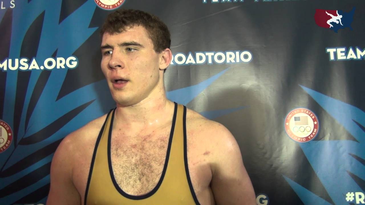 Adam Coon after Olympic Trials semis win at 130 kg - YouTube