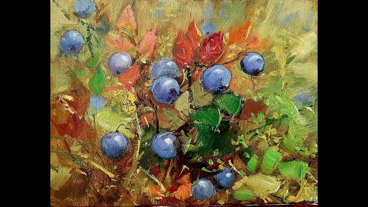 Draw wild berries Черника Vugar Mamedov Oil painting for beginners ...