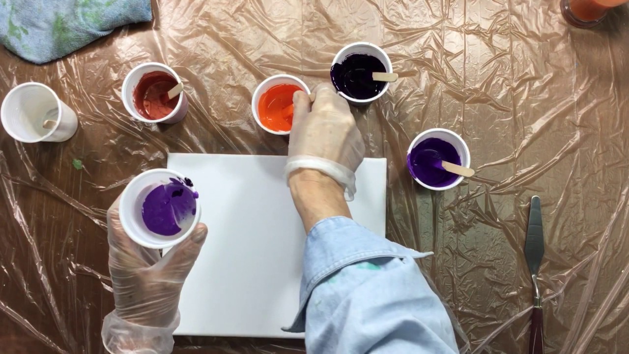 ( 116 ) Acrylic pouring Purple Orange Copper ( request ) - YouTube