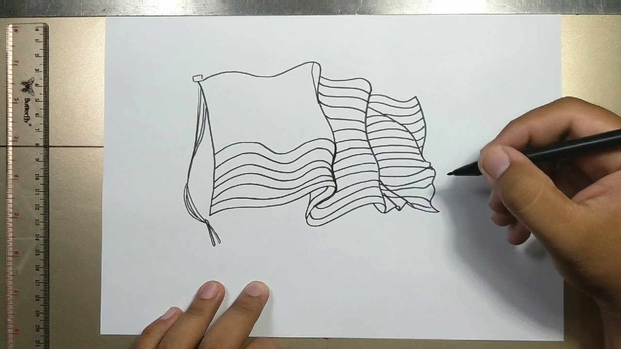 How to draw AMERICAN FLAG easy step by step - YouTube