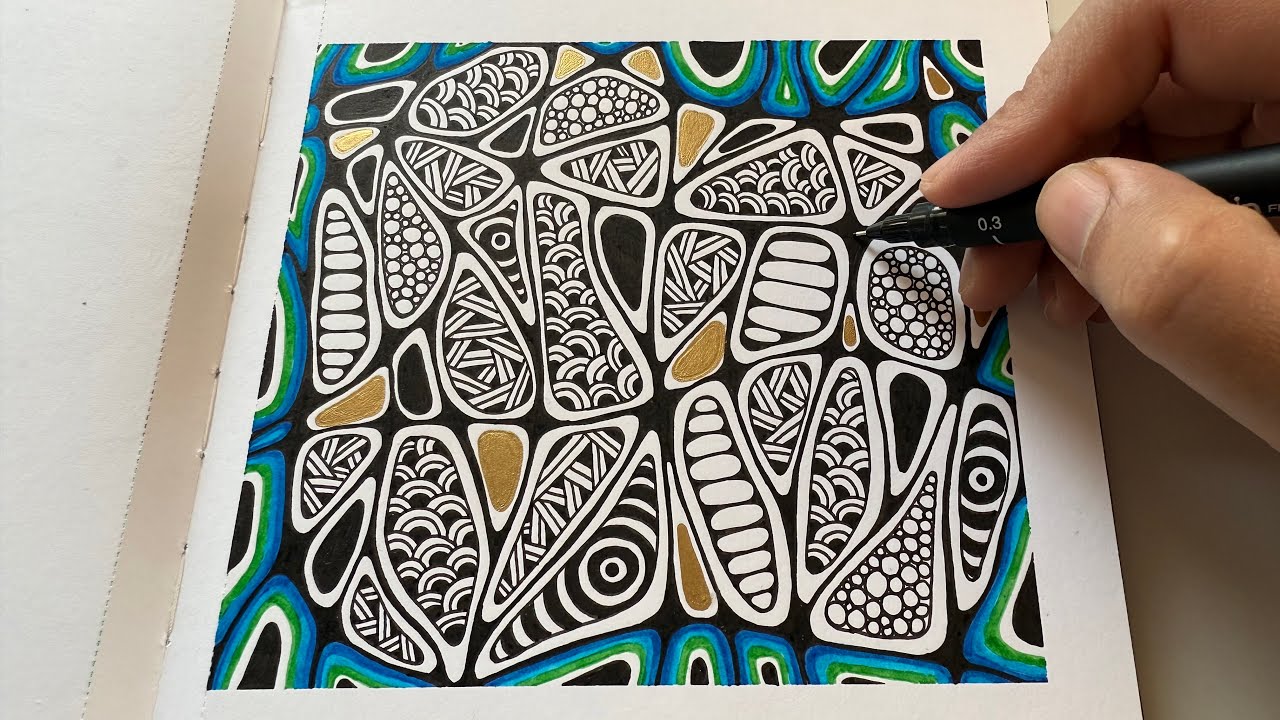 Relaxing Zentangle Pattern Art Tutorial | Meditative Creative Journey ...