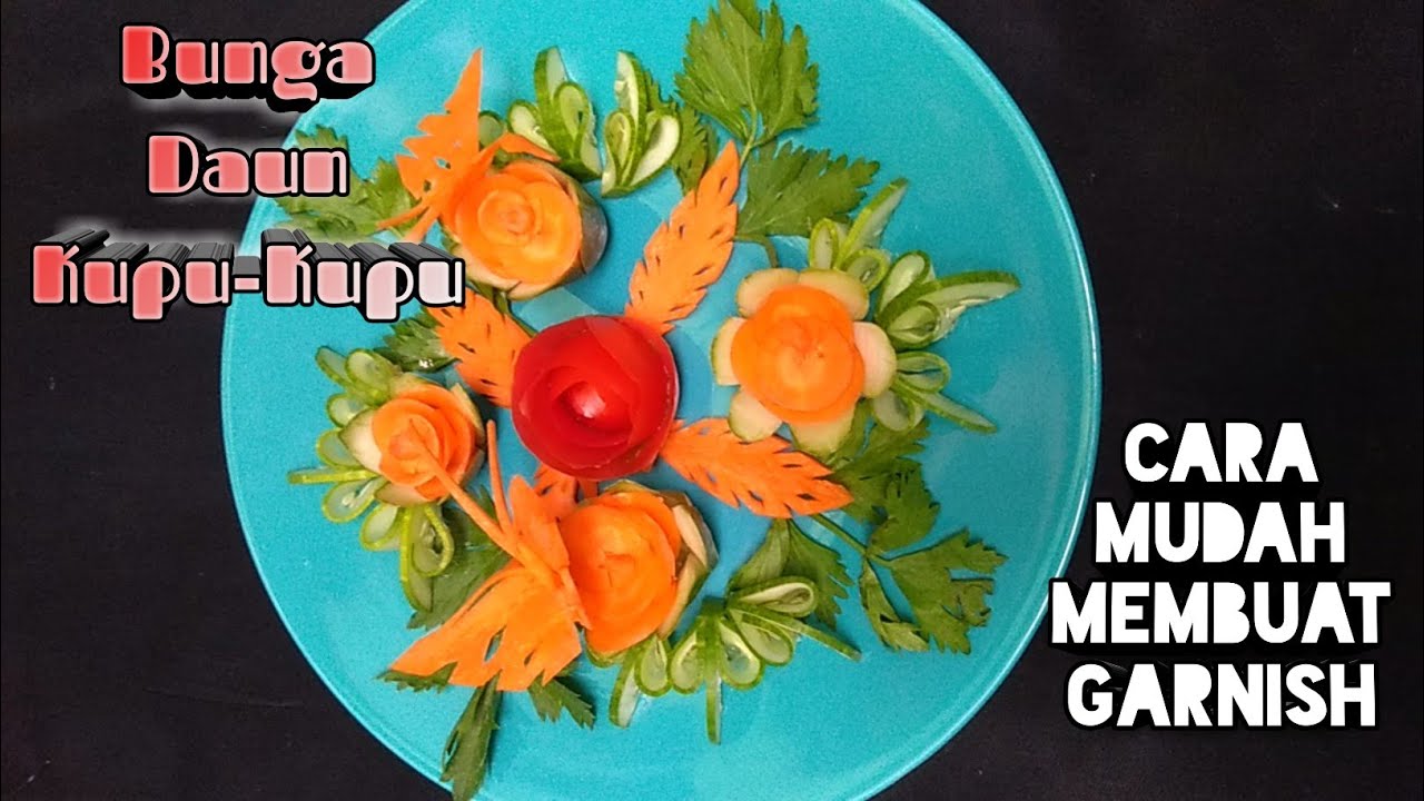 Cara Mudah Membuat Garnish - Simple vegetable carving garnish - YouTube