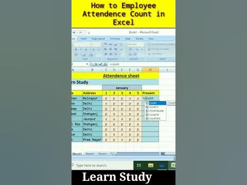 Attendence count Present & Absent in Excel.How to use countif formula ...