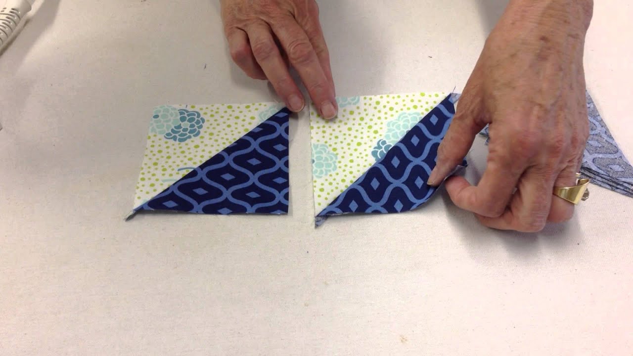 Pressing Half Square triangles by Debbie Maddy - YouTube