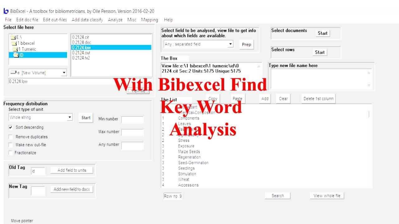 With Bibexcel Find Key Words Analysis - YouTube