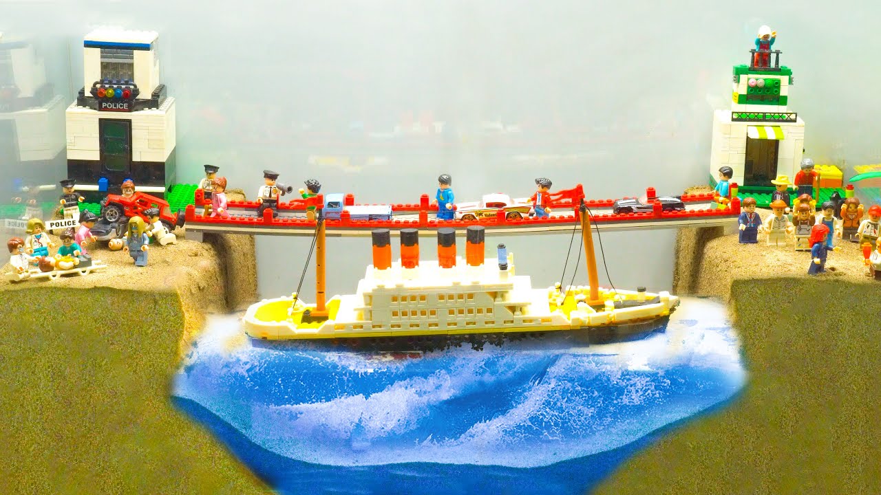 Lego Dam Breach Experiment - Titanic Lego Ship Failure & Sand Dam Lego ...