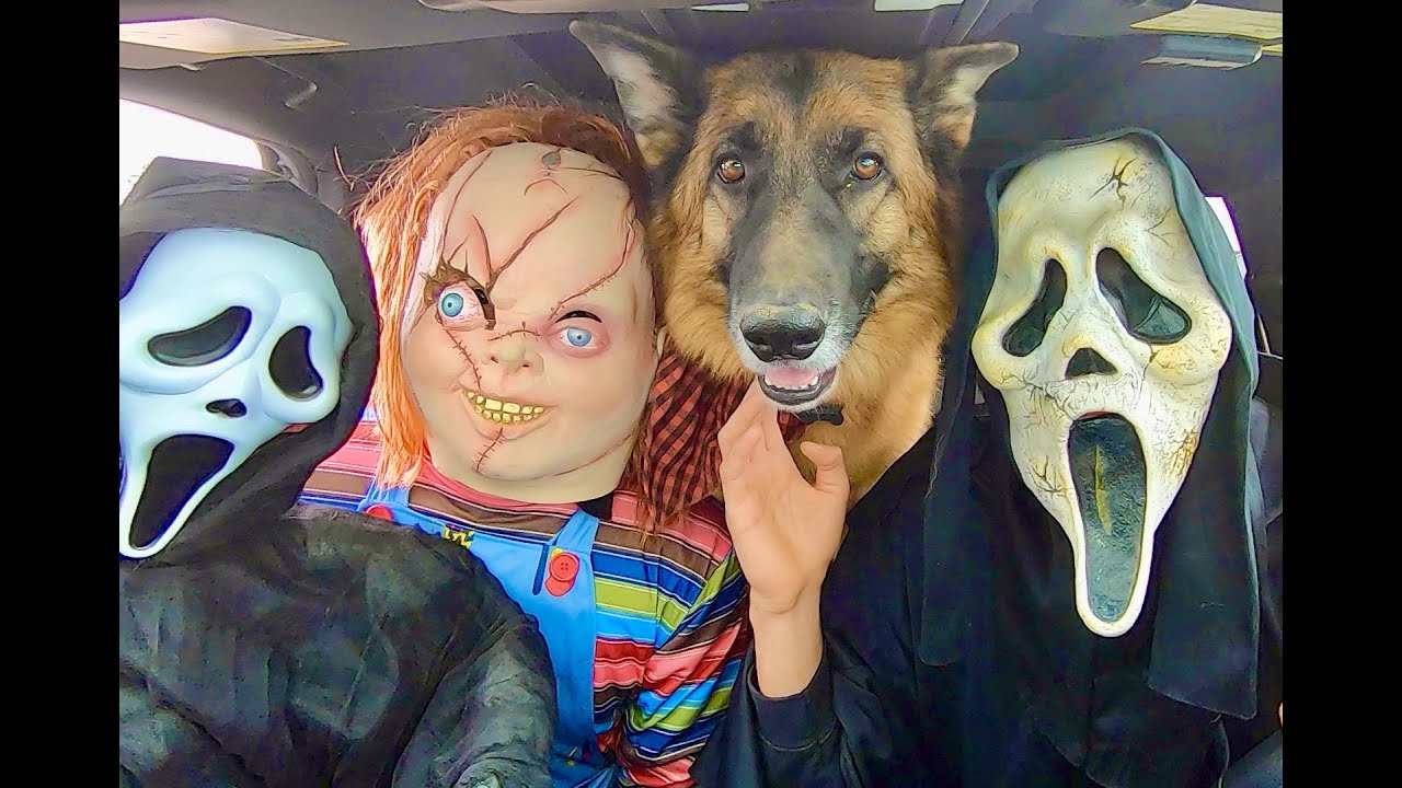 Chucky Surprises Ghost Face With Car Ride Chase! - YouTube