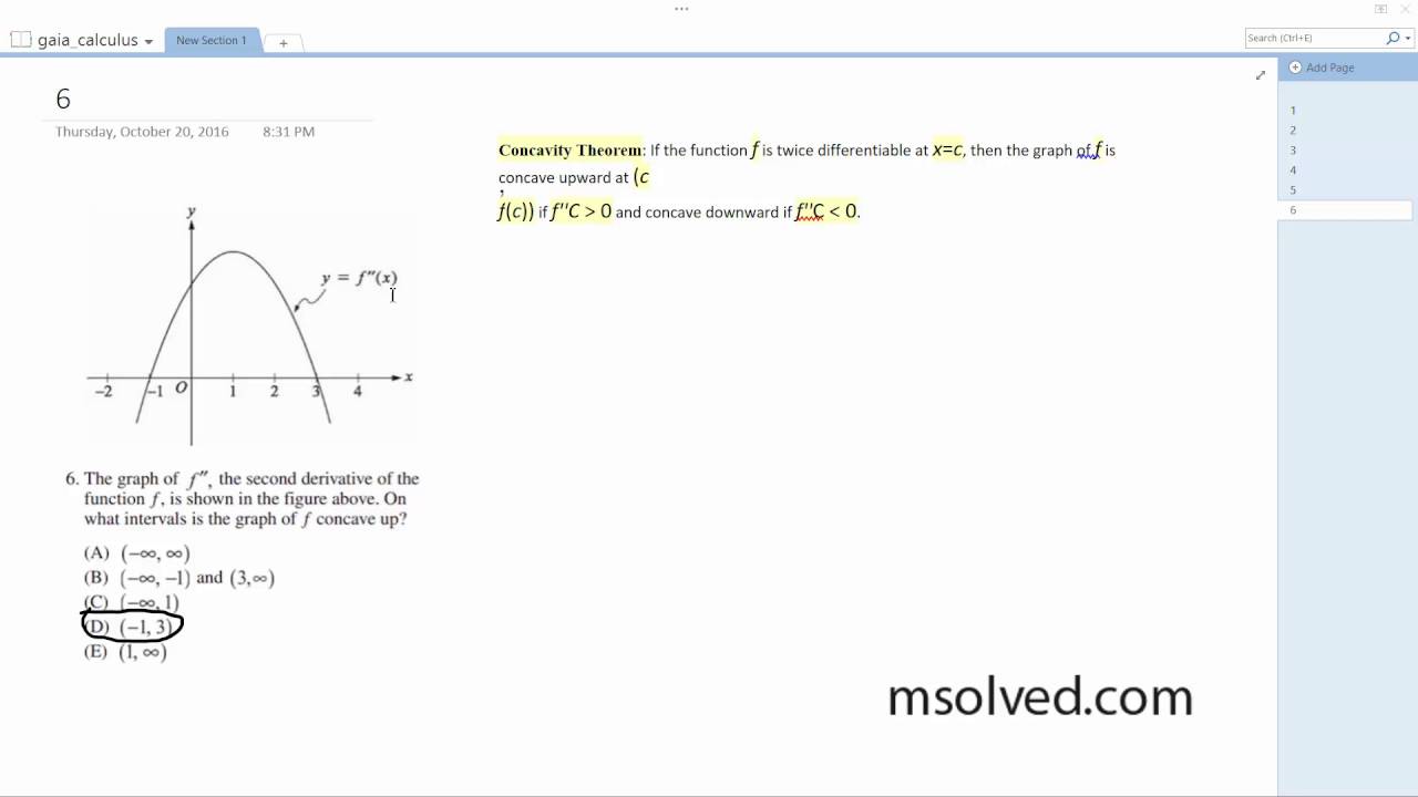 On what intervals is the graph of f concave up? - YouTube