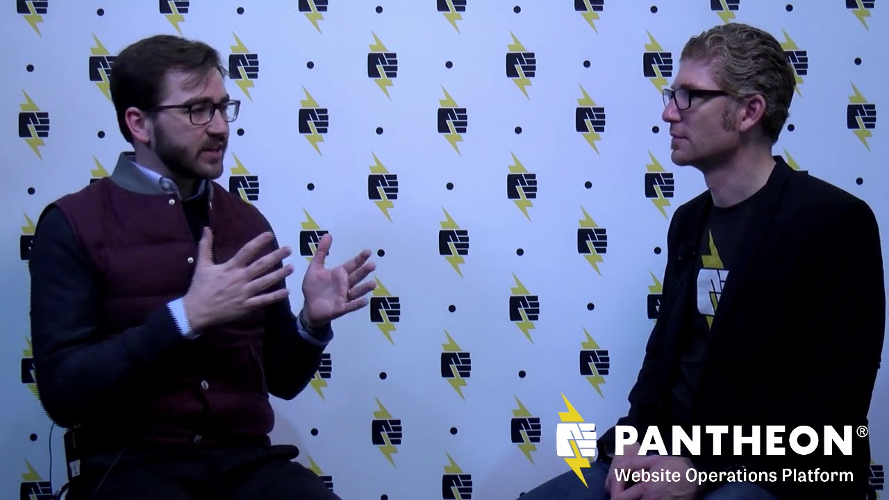 Edward Unthank from Etumos talk with Roland Smart at DrupalCon 2019 ...