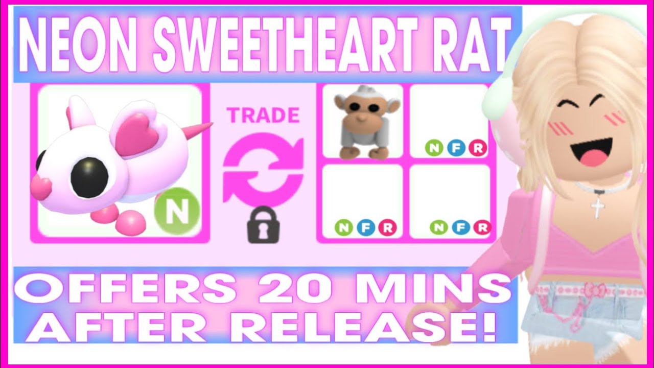 🎉Trading NEON SWEETHEART RAT Minutes After it was Released in Adopt Me ...