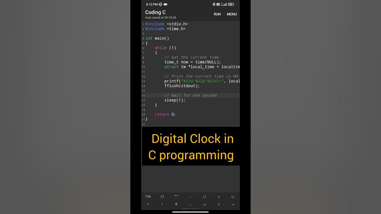 Digital Clock ⏰⌚ in C programming #cprogramming #shorts - YouTube