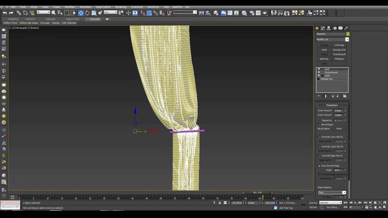 3ds max tutorial - cloth simulation (curtain) - YouTube