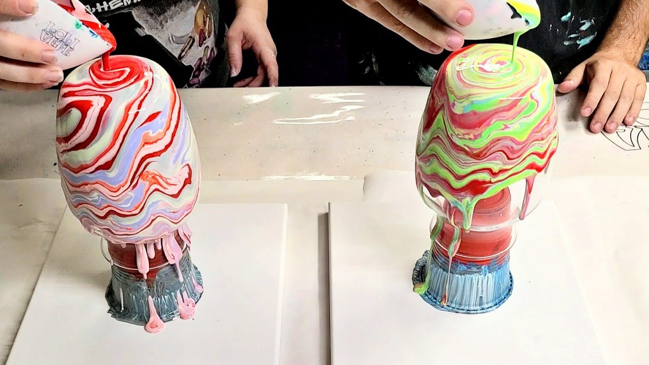 Acrylic pouring on vases with Jake Isham - YouTube