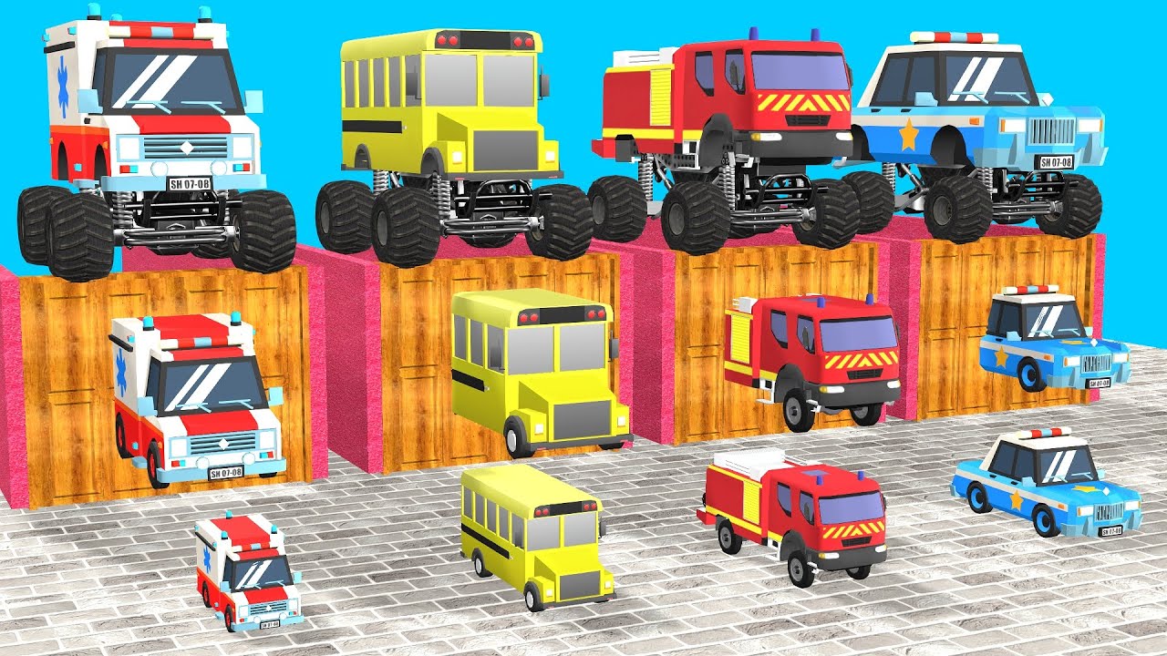 Monster Car Truck Monster Fire Engine Monster Truck Monster Ambulance ...