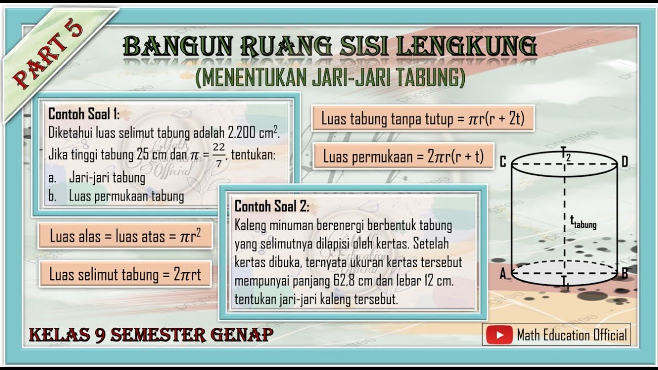 ( PART 5) Menentukan Jari-jari Tabung Jika Diketahui Luas Sisi-sisi ...