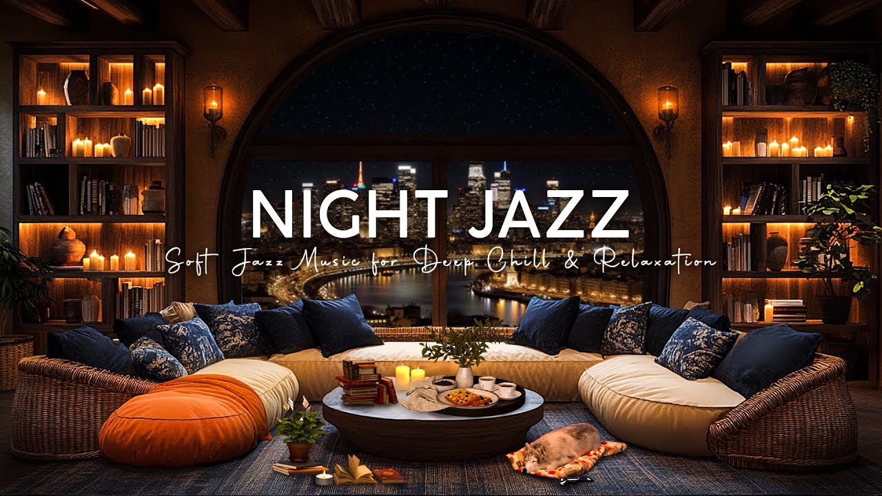 Midnight Smooth Jazz & Thunder Window View🌙 Warm Saxophone Music for ...