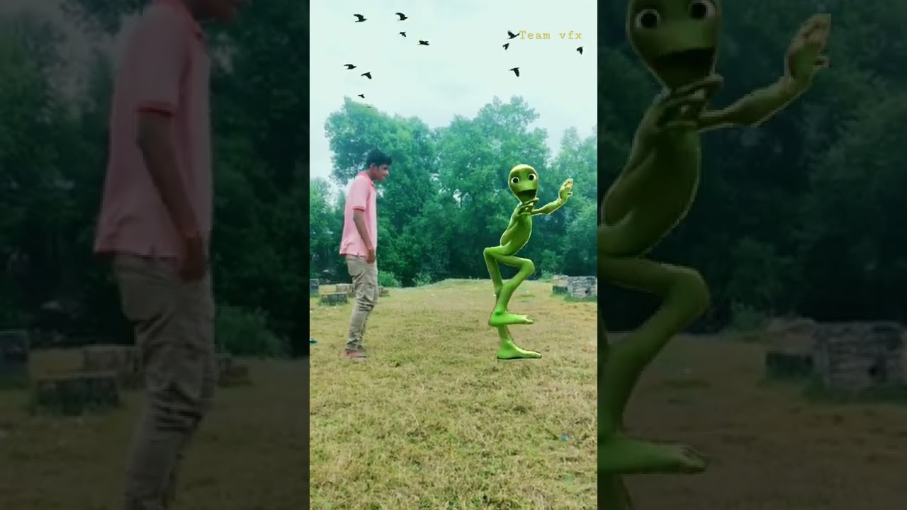 green alien dance and fart to alien | VFX magic tutorial viral video ...