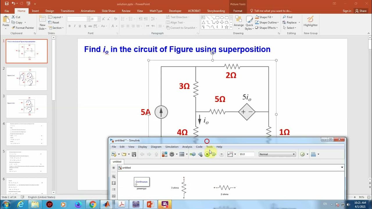 Circuits analysis using superposition: Simulink-Multisim - YouTube