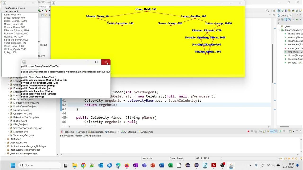 BinarySearchTree: CelebritiesVerwaltung Implementierung - YouTube