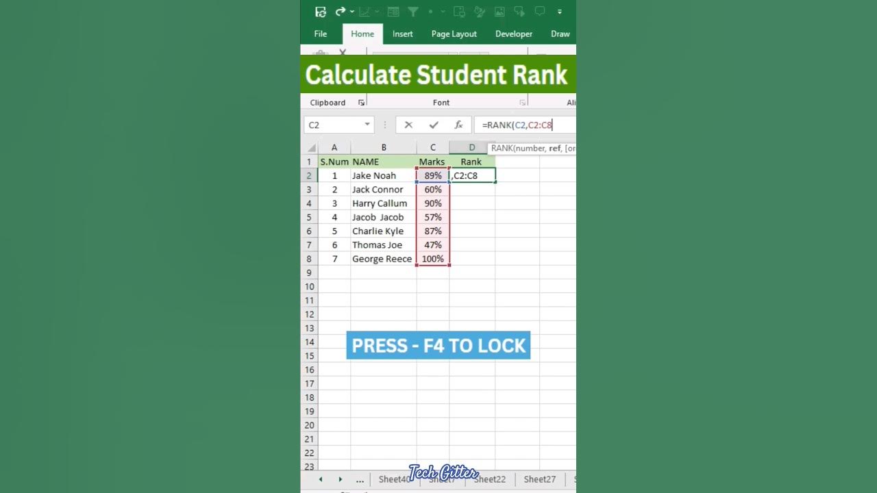 How to Calculate Student Rank in excel - YouTube