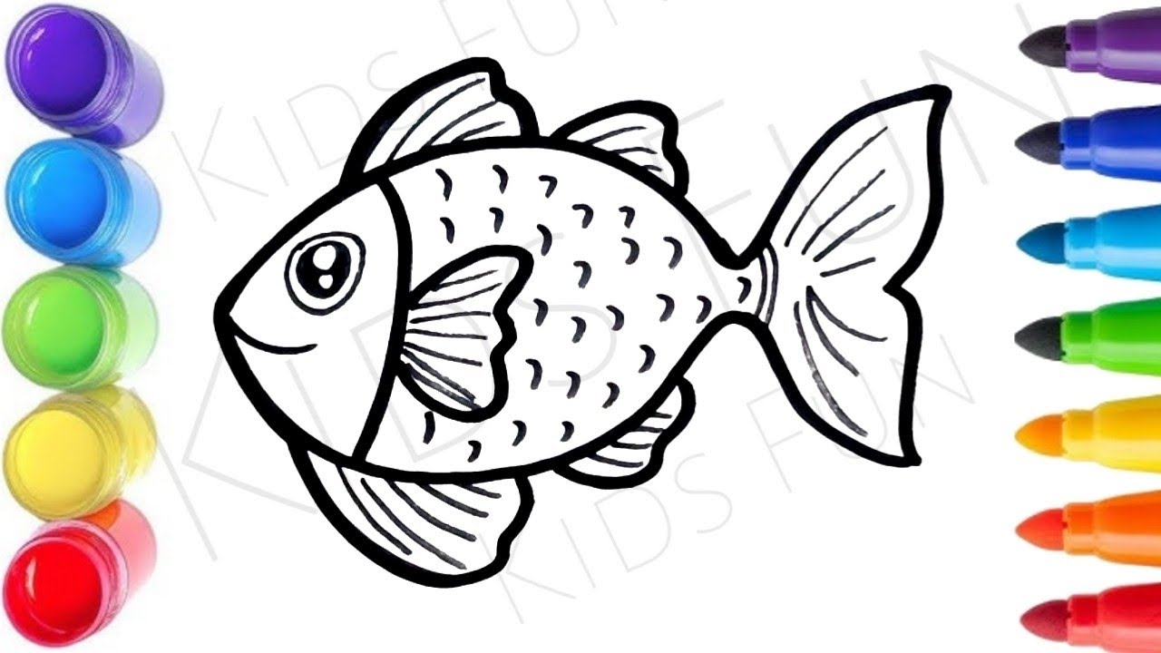Fish drawing for kids | Kids Drawing | How to draw fish | Coloring ...
